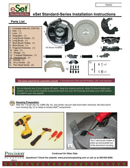 eSet Standard-Series Installation Instructions - Precision Planting