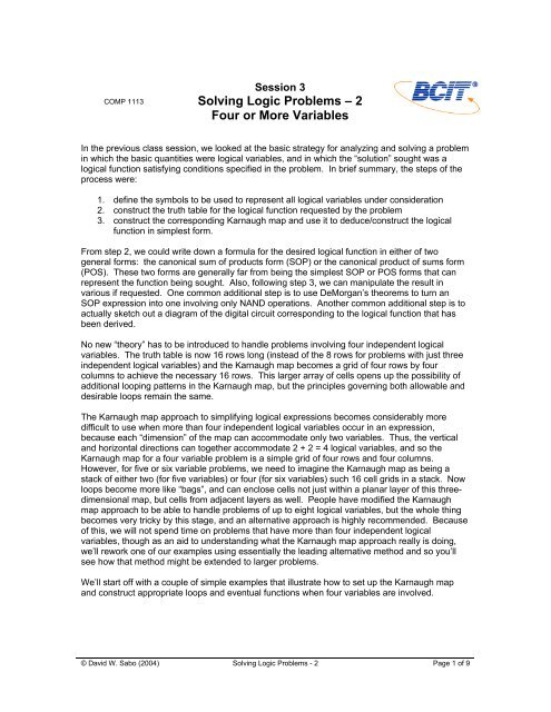 Solving Logic Problems 2 Four Or More Variables Bcit Commons