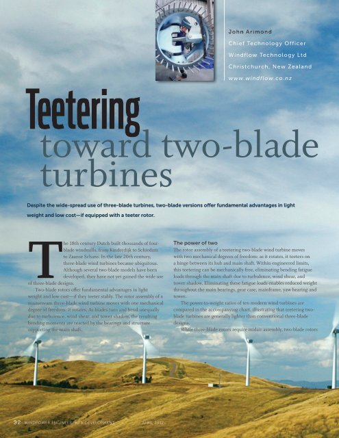 Teetering Toward Two Blade Turbines - Windflow Technology Ltd