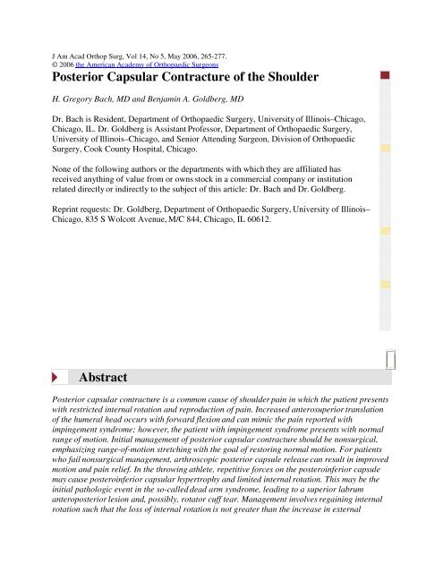 Posterior Capsular Contracture of the Shoulder Abstract - LI Shoulder