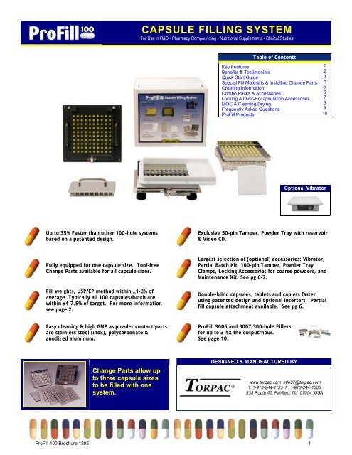 CAPSULE FILLING SYSTEM - Torpac, Inc.