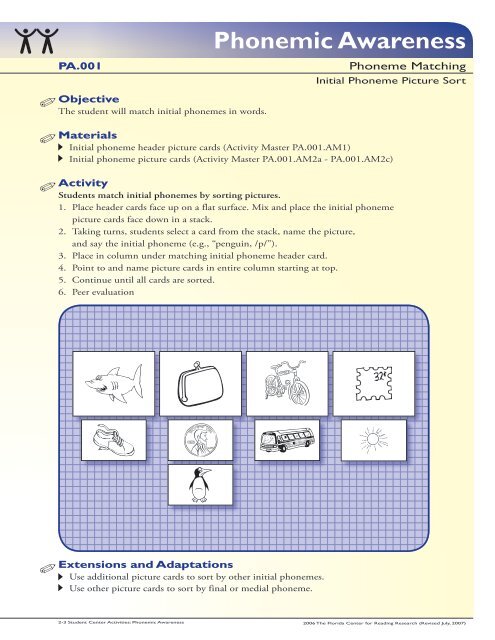 Phonemic Awareness - The Florida Center for Reading Research