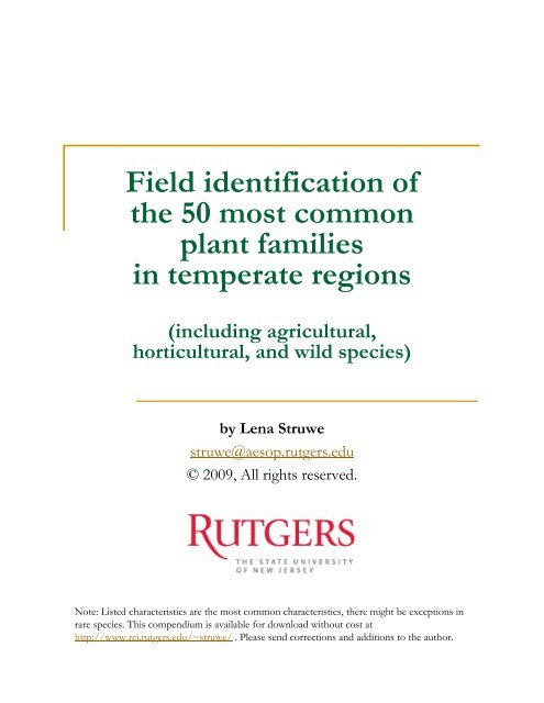 Field identification of the 50 most common plant families in ...