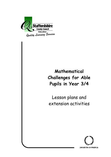 Mathematical Challenges for Able Pupils in Year 3/4 Lesson plans ...