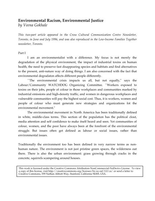 Environmental Racism, Environmental Justice by Veena Gokhale