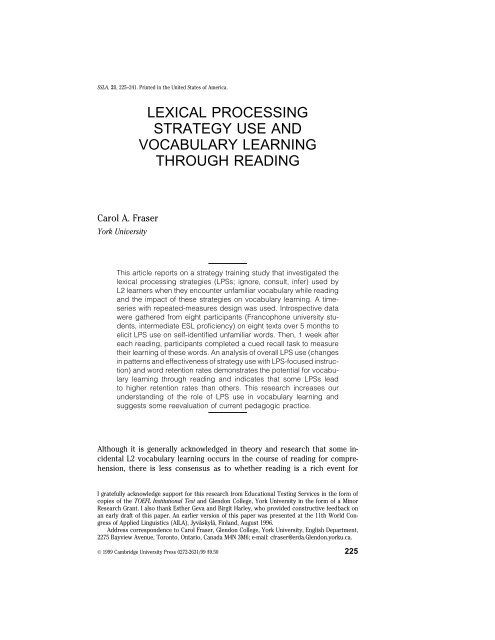lexical processing strategy use and vocabulary learning through