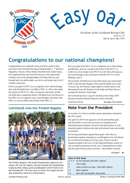 Congratulations to our national champions! - Leichhardt Rowing Club
