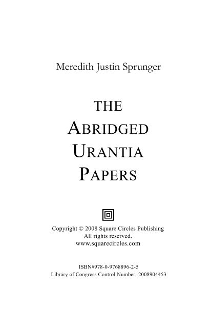 The Abridged Urantia Papers Square Circles Publishing