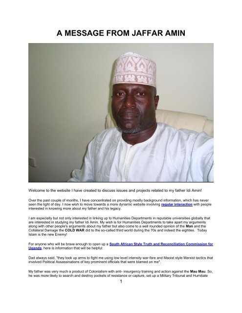 A MESSAGE FROM JAFFAR AMIN - Idi Amin