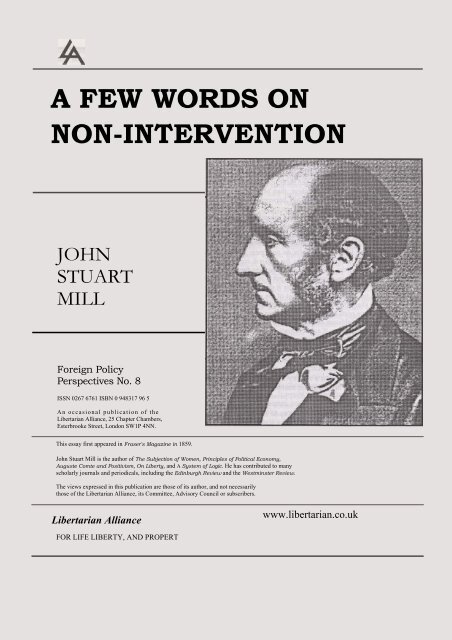 A FEW WORDS ON NON-INTERVENTION - Libertarian Alliance