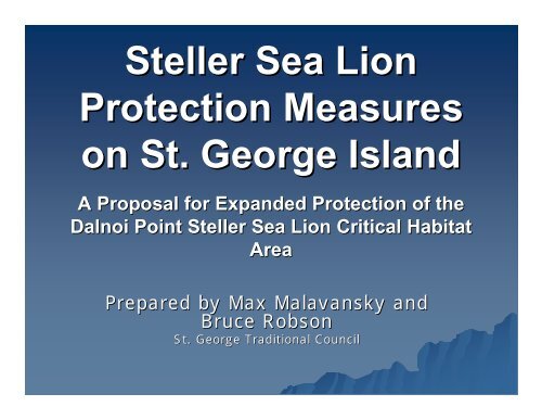Steller Sea Lion Protection Measures on St. George Island - NOAA