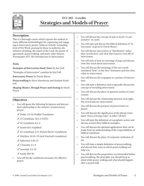 Strategies and Models of Prayer