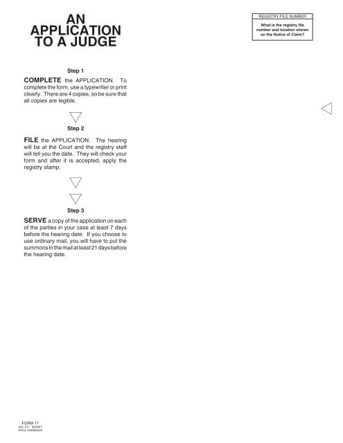 Application to a Judge