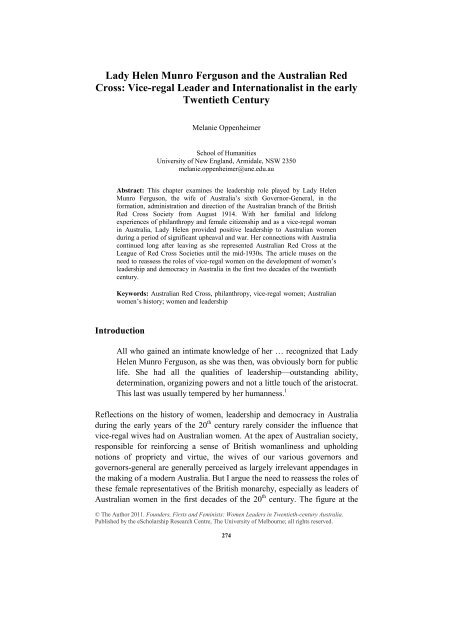 Lady Helen Munro Ferguson and the Australian Red Cross: Vice ...