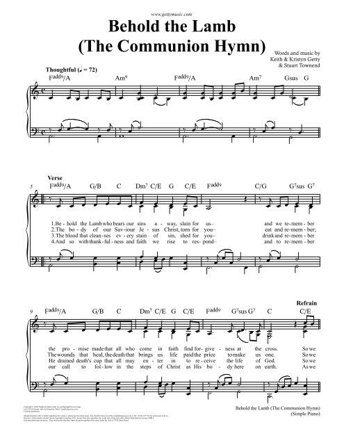 Behold the Lamb (The Communion Hymn) Words and music by - Getty