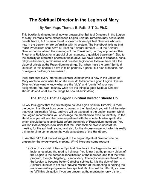 The Spiritual Director in the Legion of Mary - Holy Trinity Catholic ...