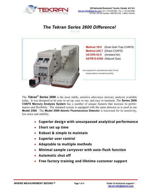 1100: Zero Air Generator [BLB] - Tekran Instruments