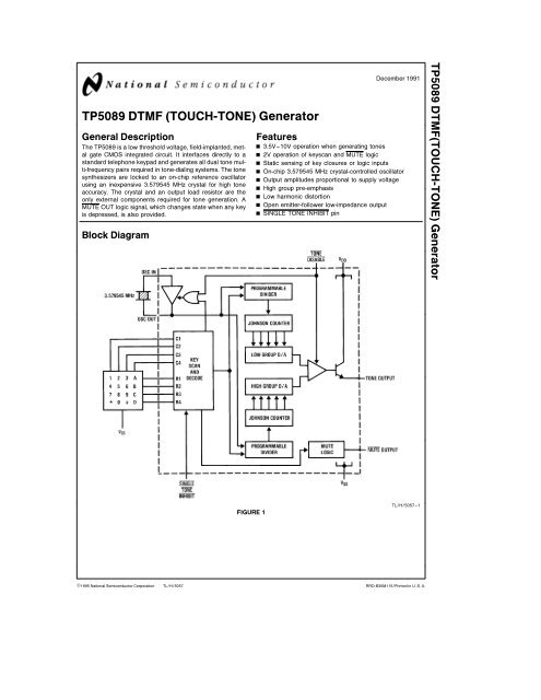 Tp5089 Dtmf Touch Tone Generator