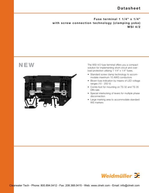 Weidmuller WSI 4/2 Series Fuse Terminal Blocks - Clearwater ...