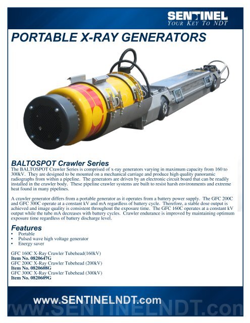 Portable X-Ray Generators-Crawler Series - SENTINEL NDT