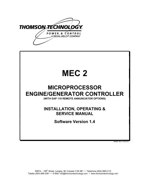 microprocessor engine/generator controller - Thomson Technology