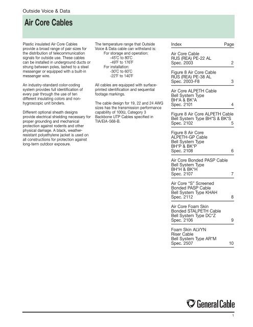 Air Core Cables - Power & Tel Supply Co.