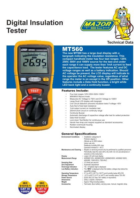 Digital Insulation Tester - Major Tech