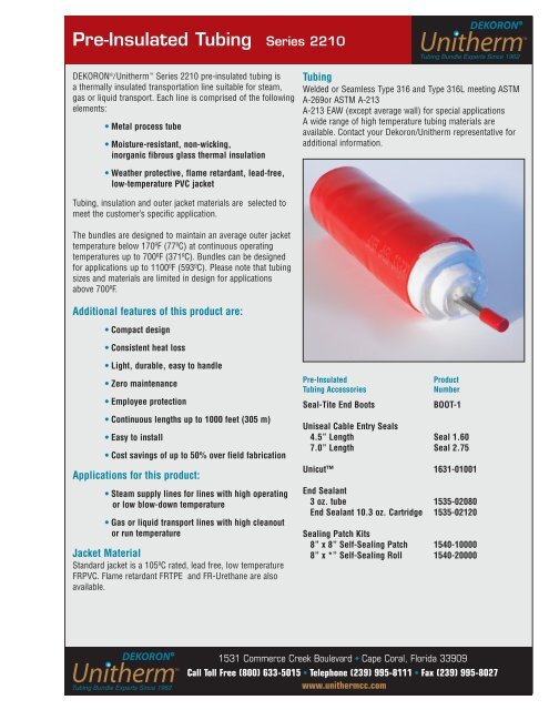 Pre-Insulated Tubing Series 2210 - Dekoron/Unitherm