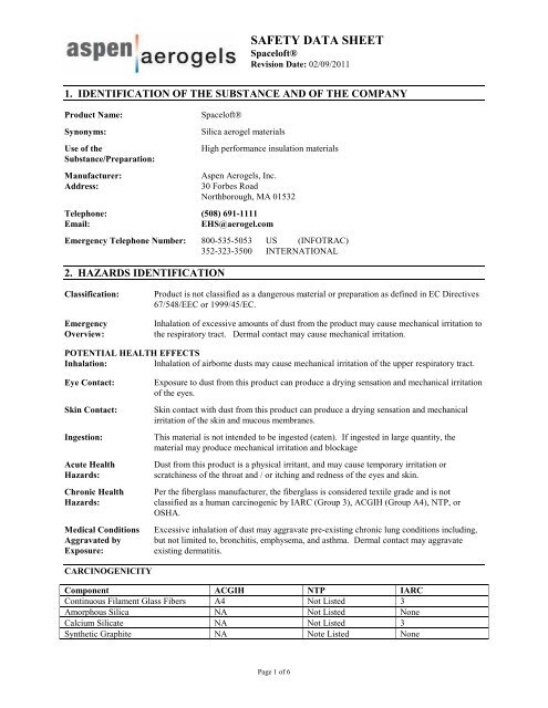 MSDS - Aspen Aerogels