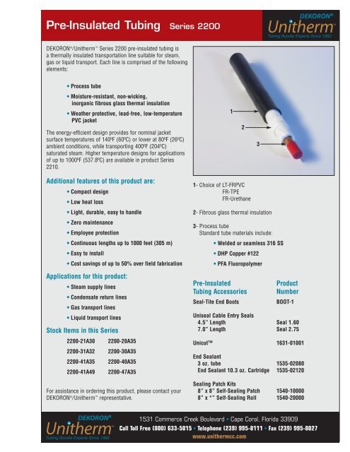 Pre-Insulated Tubing Series 2200 - Dekoron/Unitherm