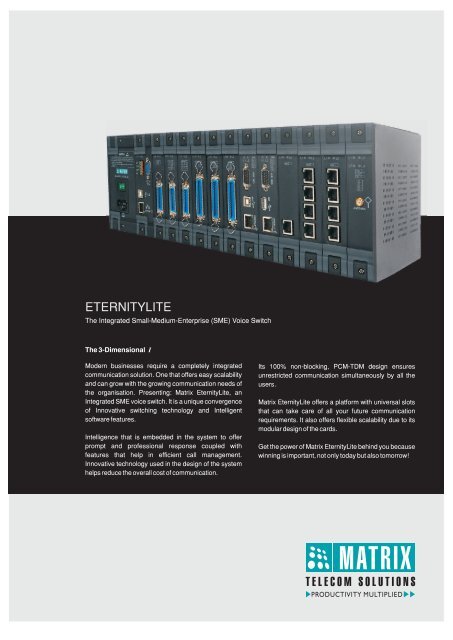 ETERNITY LITE BROCHURE pdf - Matrix PABX, Matrix Phone ...