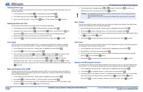 TX3 Telephone Access Configuration Quick Reference.fm - Mircom