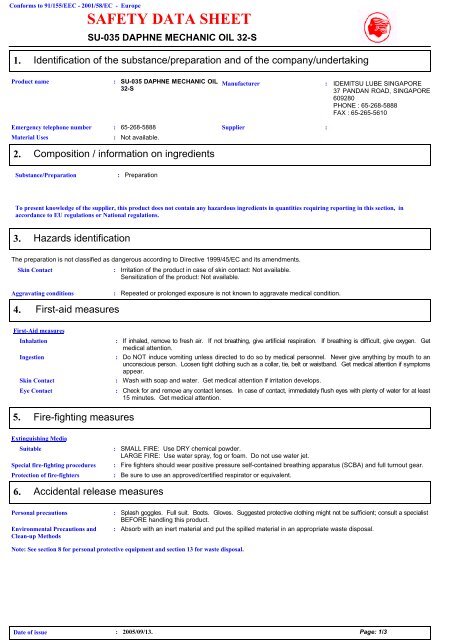 SAFETY DATA SHEET - IDEMITSU — ru