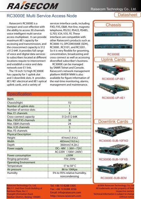RC3000E Multi Service Access Node Specification ... - DAVANTEL