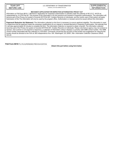 Mechanic's Application For Inspection Authorization ... - Sheppard Air