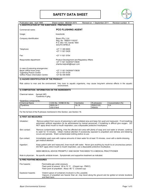 PCO Flushing Agent MSDS.pdf - Bayer Environmental Science