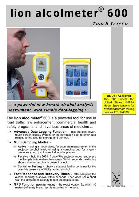 lion alcolmeter® 600 - Lion Laboratories Ltd.
