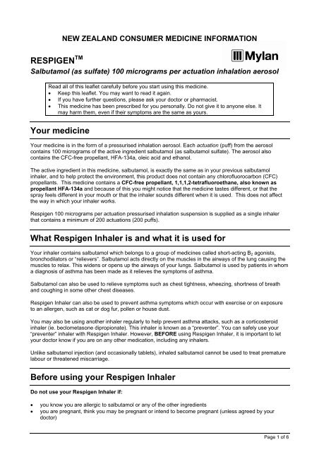 CONSUMER MEDICINE INFORMATION - Medsafe