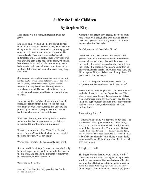 "Suffer the Little Children" by Stephen King