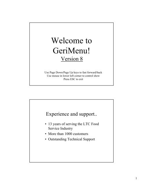 Welcome to GeriMenu! - CBORD Solutions for Senior Living Facilities