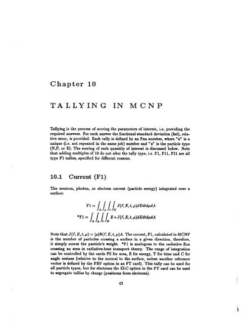 Chapter 10 TALLYING IN MCNP