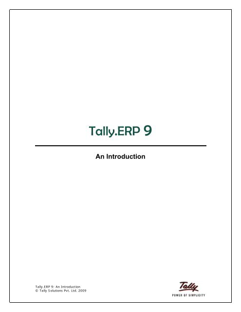 Tally.ERP 9 Product Notes