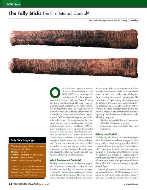 The Tally Stick: The First Internal Control? - Louisiana State University