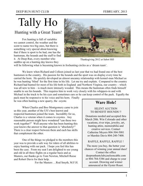 Tally Ho - Deep Run Hunt Club