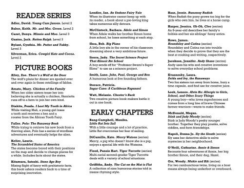 READER SERIES PICTURE BOOKS EARLY CHAPTERS - SD54