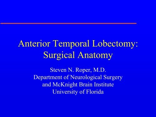 Anterior Temporal Lobectomy: Surgical Anatomy - Cleveland Clinic