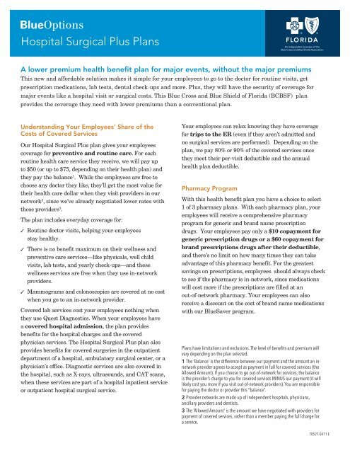 BlueOptions Hospital Surgical Plus Plans - BCBSF