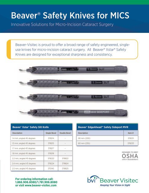Beaver® Safety Knives for MICS - Beaver-Visitec International