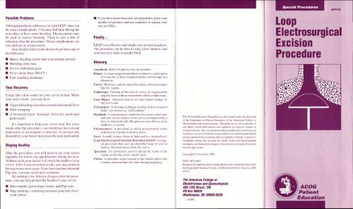 Loop Electrosurgical Excision Procedure Womens Center