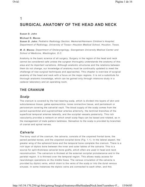 1 SURGICAL ANATOMY OF THE HEAD AND NECK